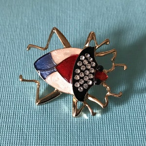 Patriotic Roach Brooch, Insect Pin, Red White and Blue Bug Pin ...