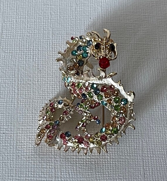 Rhinestone dragon brooch, Chinese dragon pin, lucky d… - Gem