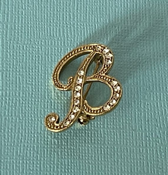Vintage letter B brooch, rhinestone letter b pin, let… - Gem