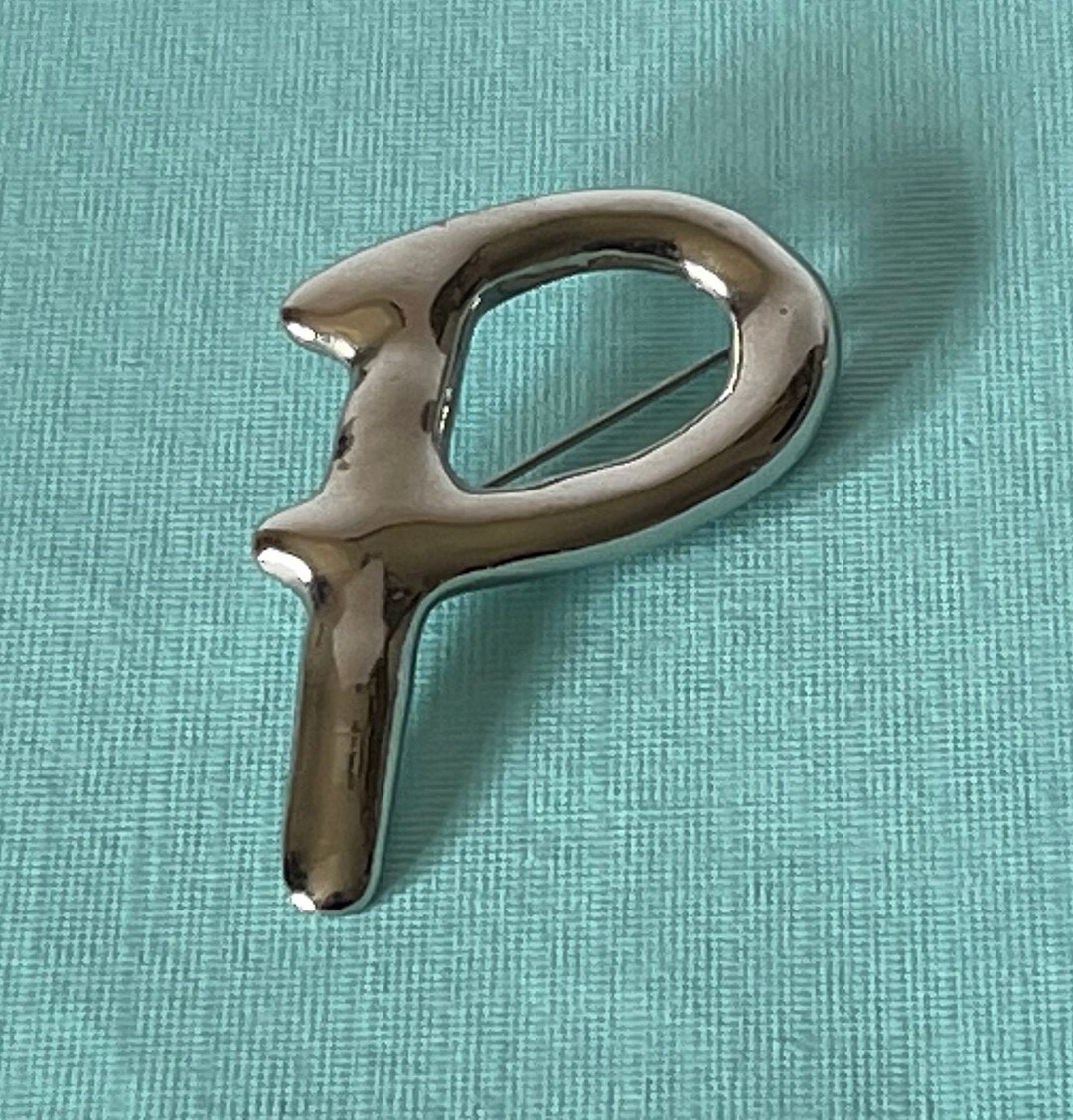Vintage Letter P Brooch, Silver Letter P Pin, Monogram P Pin, Initial ...