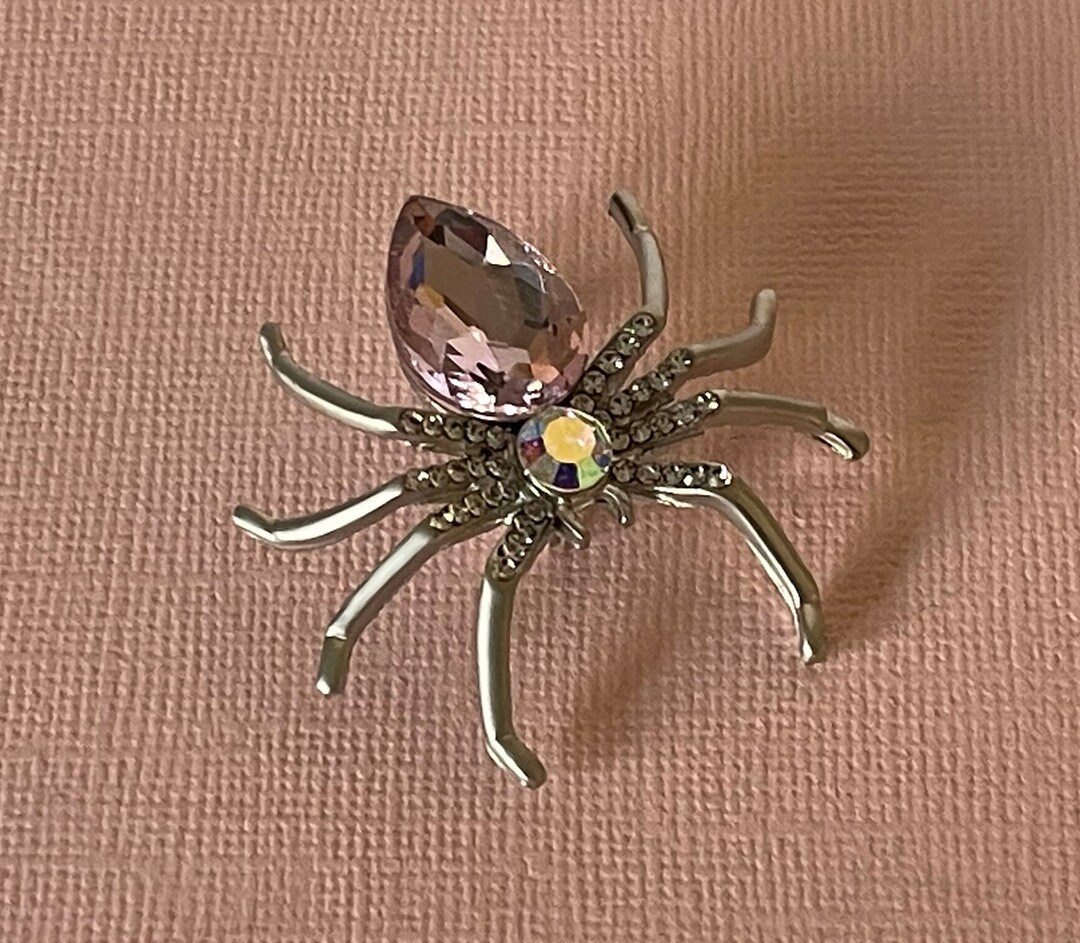 Pink Rhinestone Spider Pin, Spider Jewelry, Aurora Borealis, Spider ...