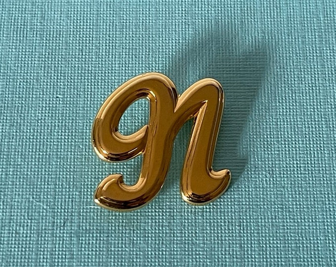 Vintage Letter N Brooch, Letter N Jewelry, Letter N Pin, Gold Letter N ...