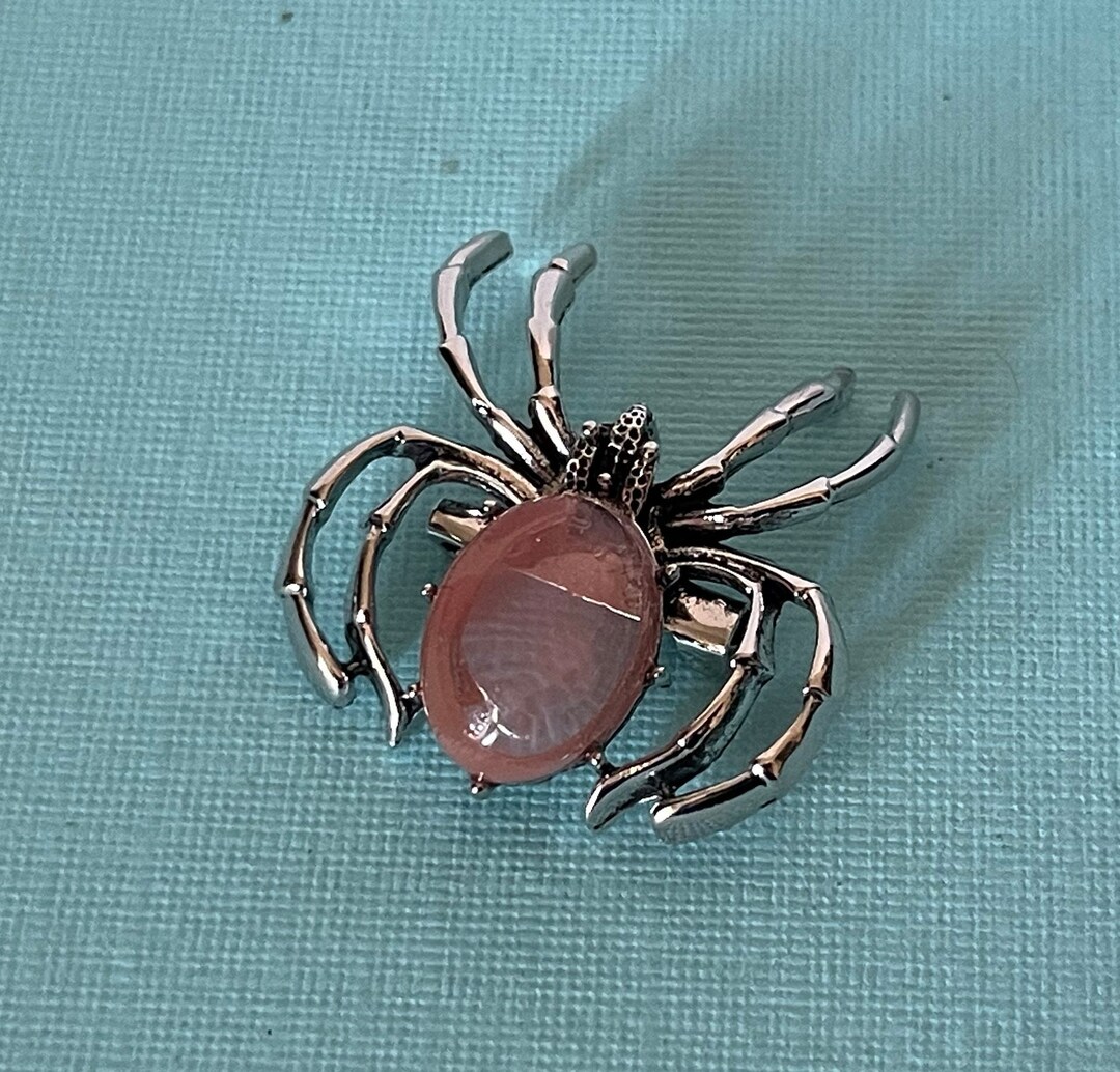 Pink Spider Pin, Tarantula Brooch, Spider Jewelry, Cherry Quartz Spider ...
