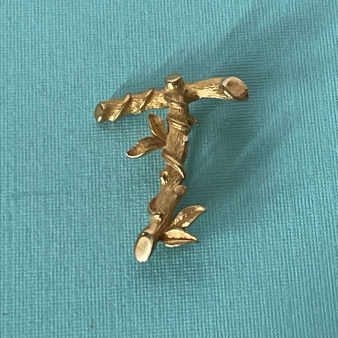Vintage Letter T Brooch, Signed Sarah Letter T Pin, Sarah Coventry, Gold Letter T Pin, Monogram ...