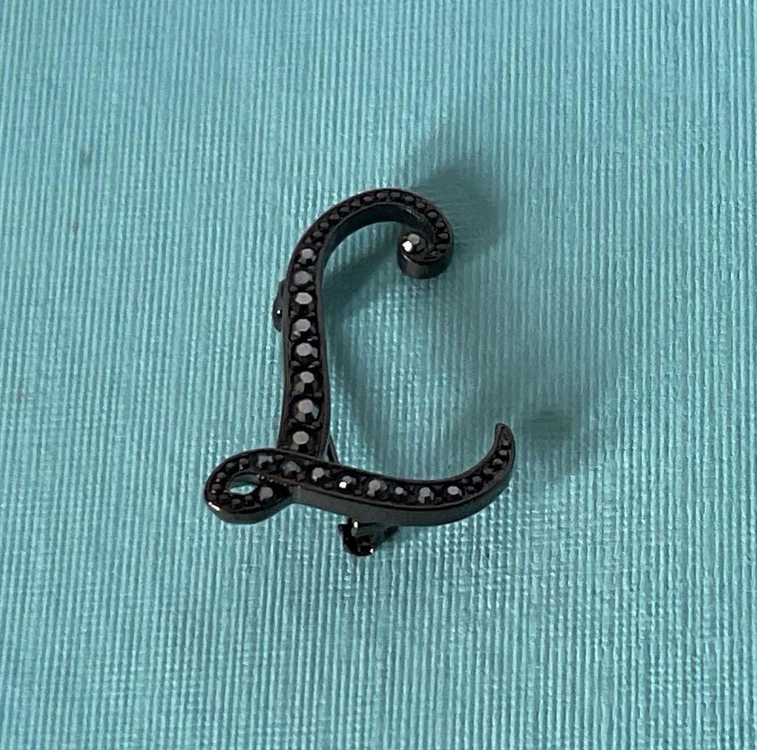 Vintage Letter L Brooch, Rhinestone Letter L Pin, Monogram L Brooch ...