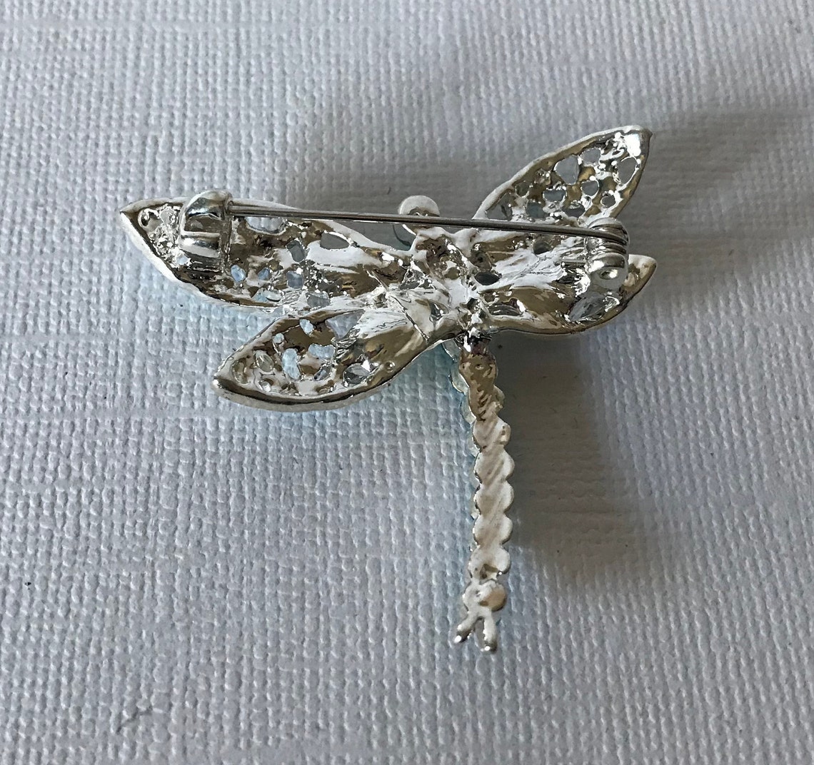 Rhinestone Dragonfly Brooch Blue Rhinestone Dragonfly Pin | Etsy