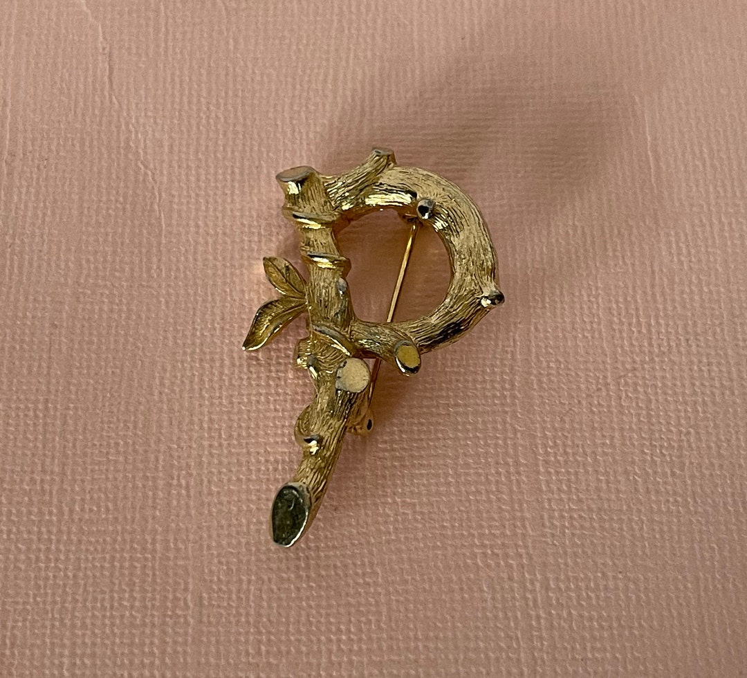 Vintage Letter P Brooch, Gold Letter P Pin, Signed Sarah Coventry ...