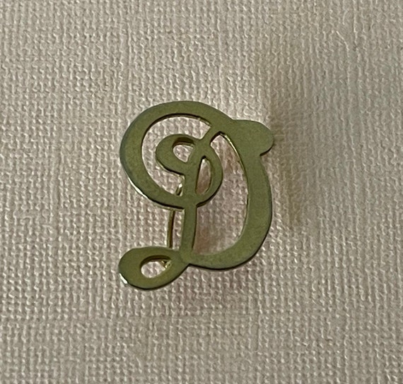 Vintage letter D brooch, monogram d pin, gold letter … - Gem