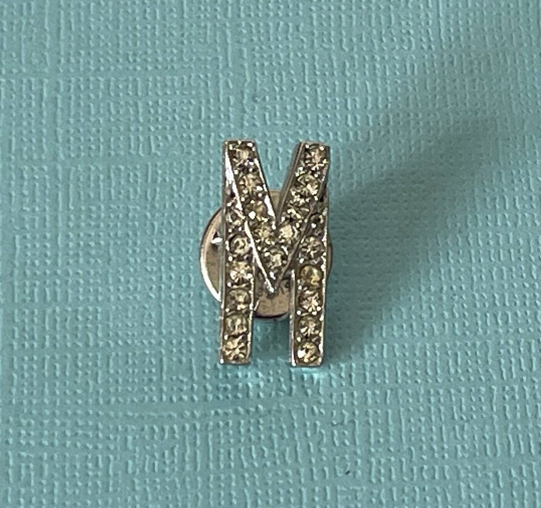 Vintage Letter M Pin, Letter M Tie Tack, Letter W Tie Tack, Rhinestone ...