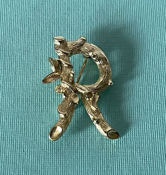 vintage r letter brooch - Gem