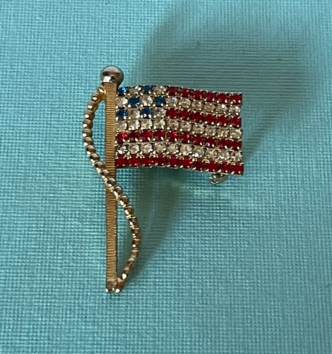 Vintage American Flag Brooch MAGA Rhinestone American Flag - Etsy