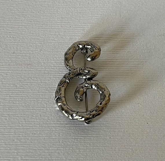 Vintage letter E brooch, letter e jewelry, silver let… - Gem