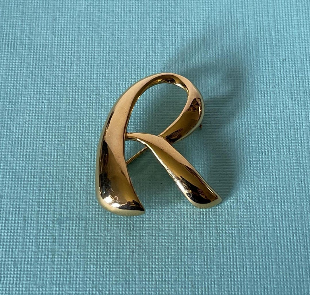 Vintage Letter R Brooch, Letter R Jewelry, Monogram R Pin, Initial R ...