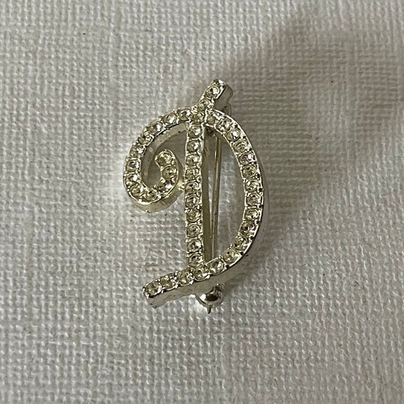 Vintage letter D brooch, rhinestone letter D pin, let… - Gem