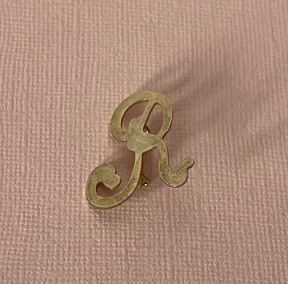 Vintage letter R brooch, letter R jewelry, gold lette… - Gem