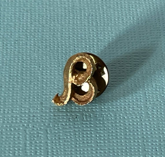 Vintage letter B tie tack, gold letter B tie tack, le… - Gem