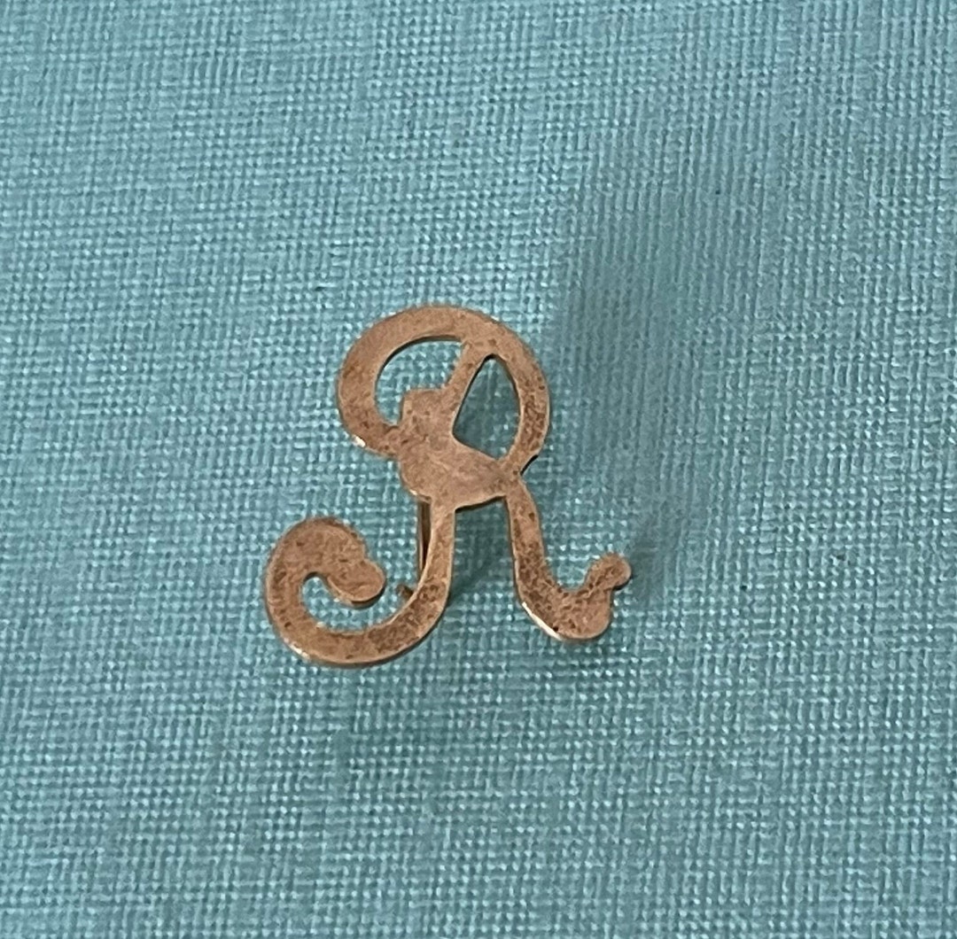 Vintage Letter R Brooch, Letter R Jewelry, Gold Letter R Pin, Moogram R ...