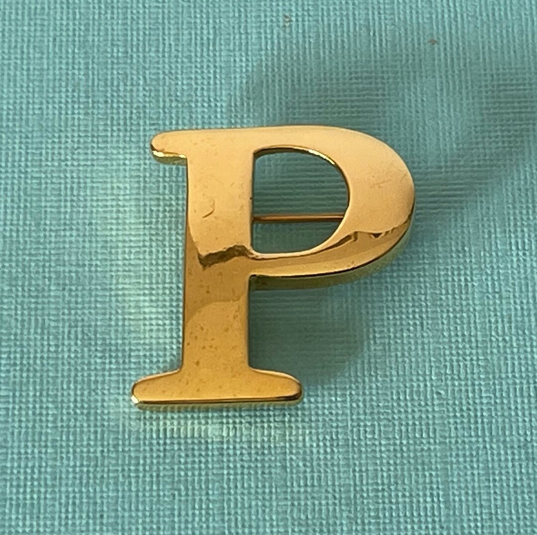 Vintage Letter P Brooch, Gold Letter P Pin, Monogram P Brooch, Signed ...