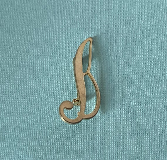Vintage letter B brooch, gold letter b pin, monogram … - Gem