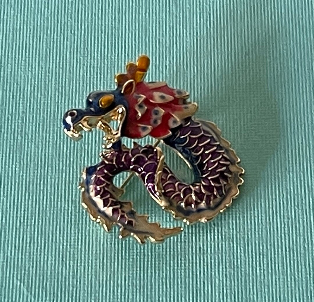 Dragon Brooch, Purple Dragon Pin, New Year's Dragon Brooch, Chinese ...