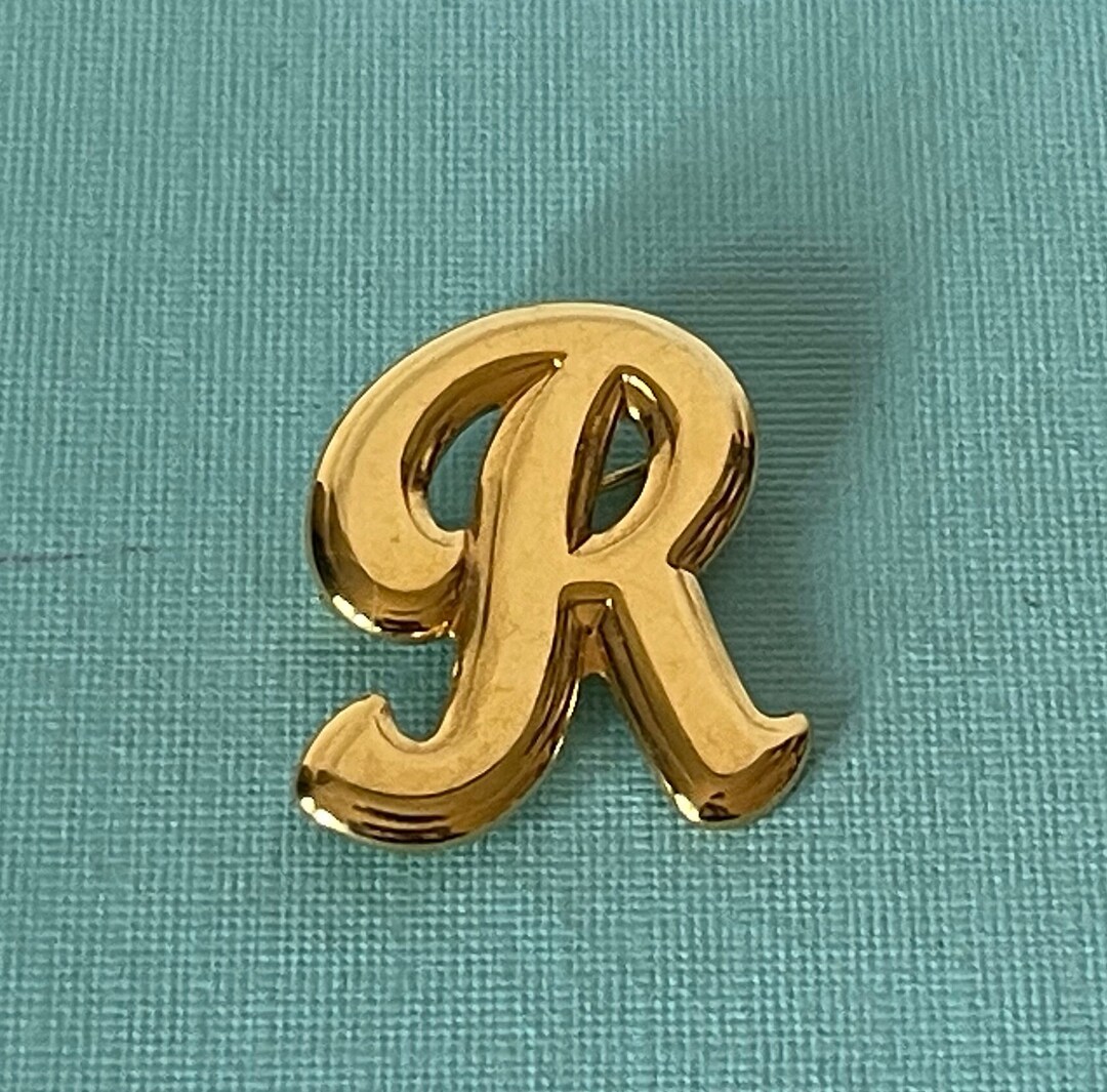 Vintage Letter R Brooch, Gold Letter R Pin, Initial R Brooch, Letter R ...