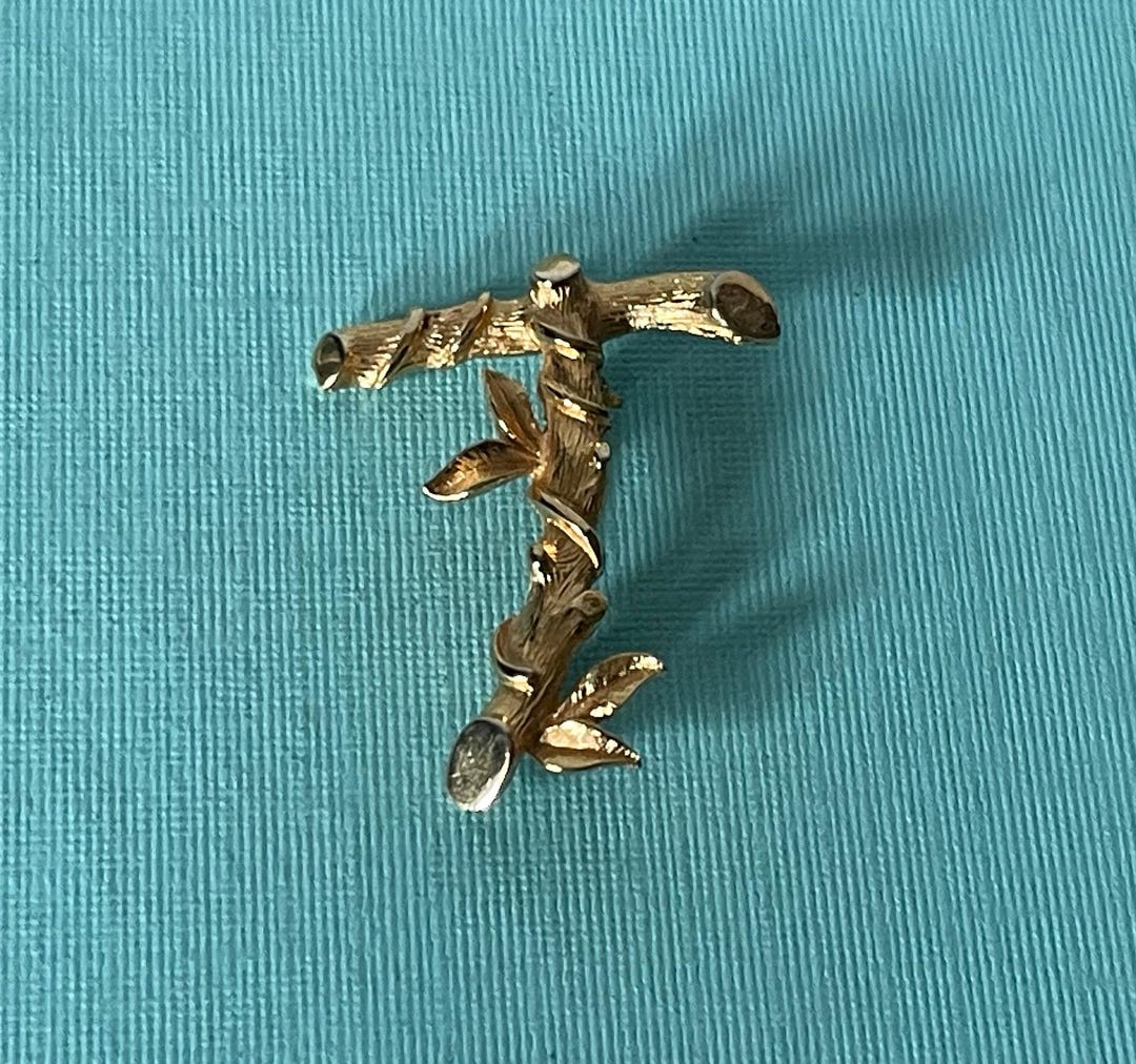 Vintage Letter T Brooch, Gold T Pin, Monogram T Brooch, Signed Sarah, Sarah Coventry Pin ...
