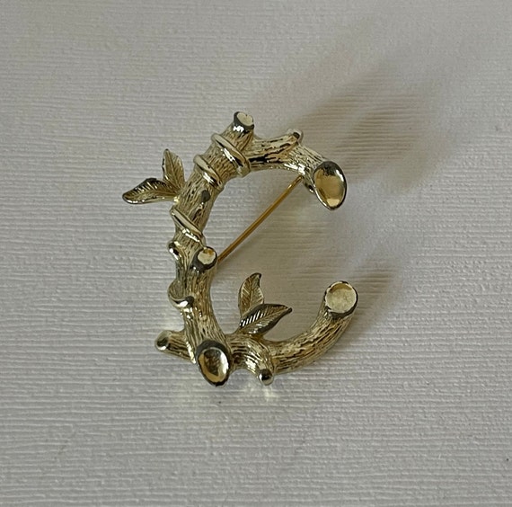 Vintage letter C brooch, Signed Sarah letter C pin, S… - Gem