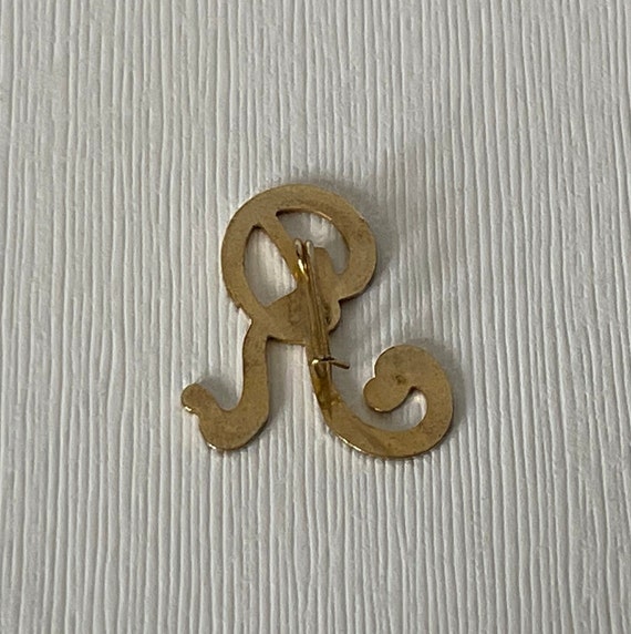 Vintage letter R brooch, letter R jewelry, gold lette… - Gem