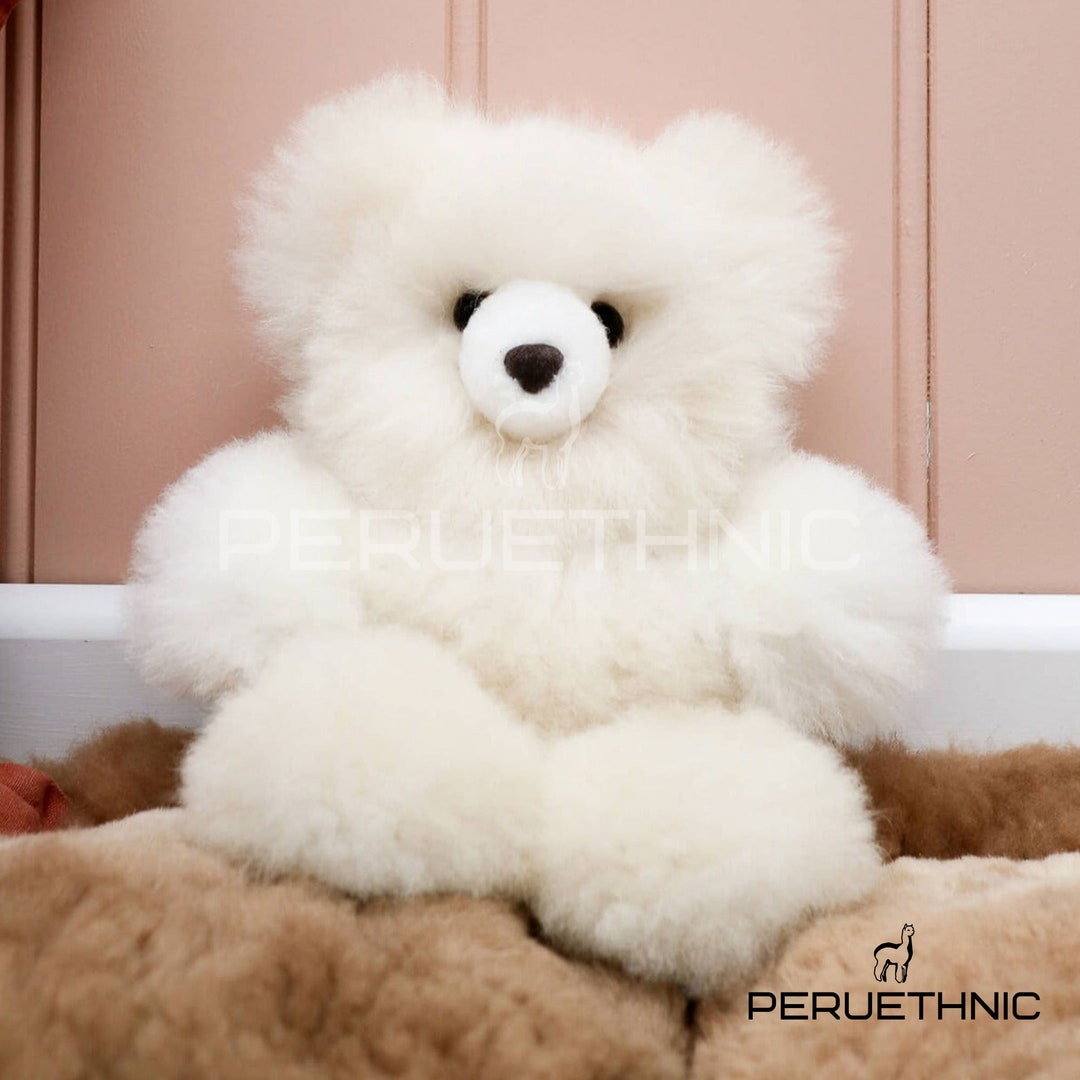 100% White Alpaca Fur Teddy Bear, Alpaca Teddy Bears, Very Soft Fluffy ...