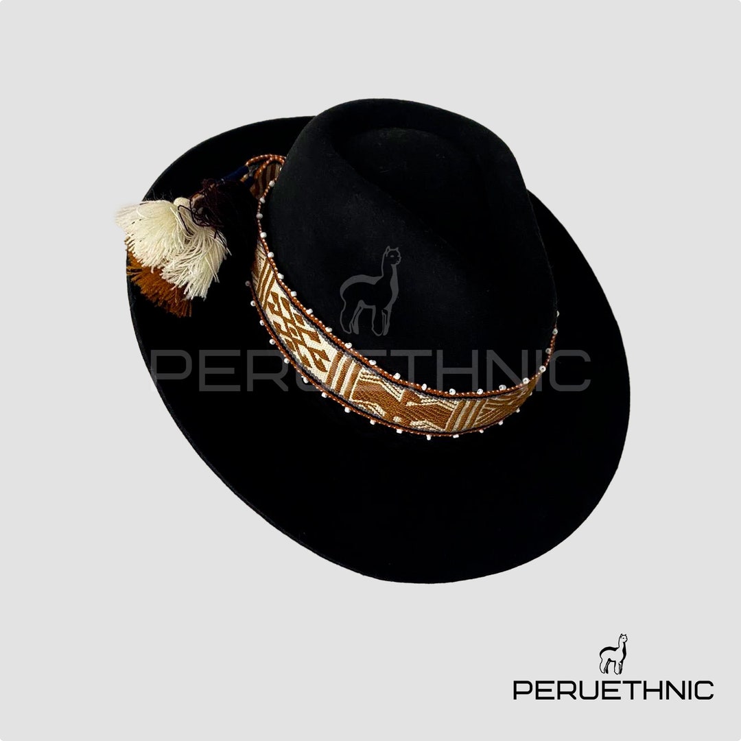 Black Andean Hat, Fedora Hat, Peruvian Artisan Hat, Mixed Felt and ...