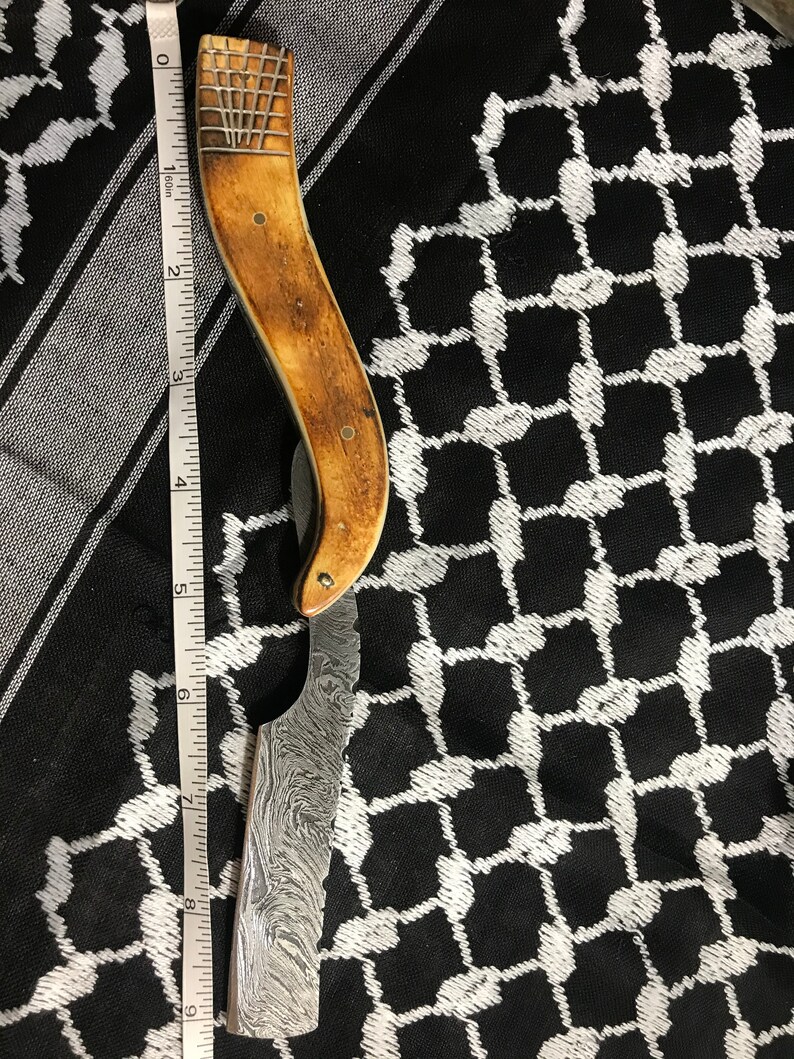 Custom Made Damascus Straight Razor With Carved Bone Handle & | Etsy