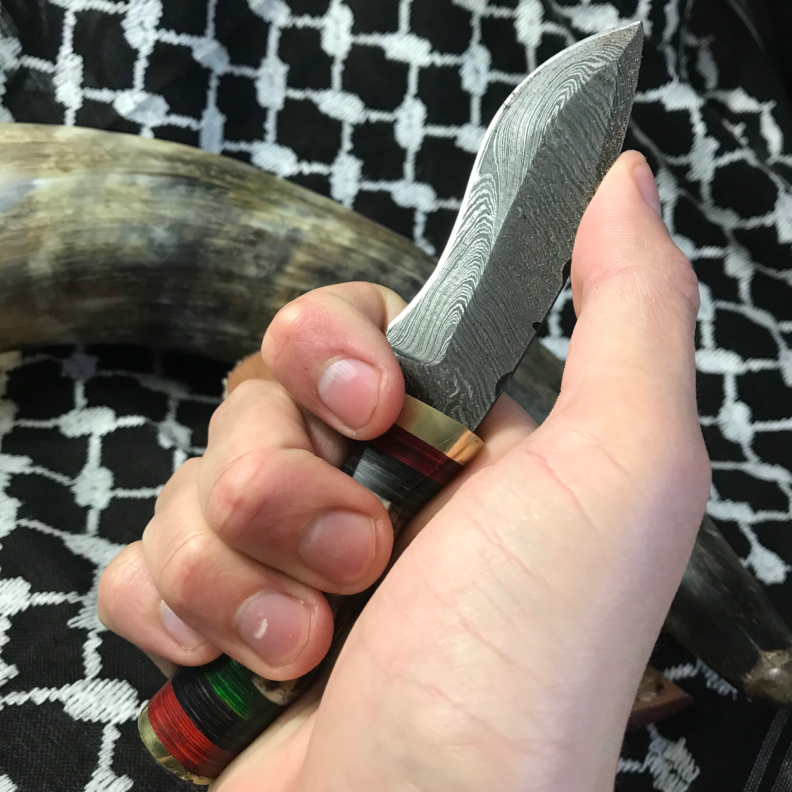 Custom Made 6 INCH Damascus Knife With Stag Antler Handle | Etsy