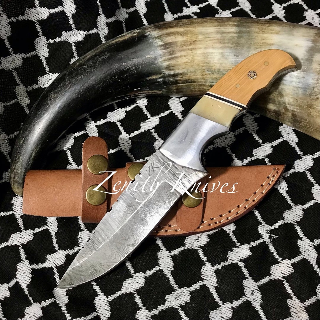 Custom 8 Damascus Knife Bone & Wood Handle Damascus Hunting - Etsy