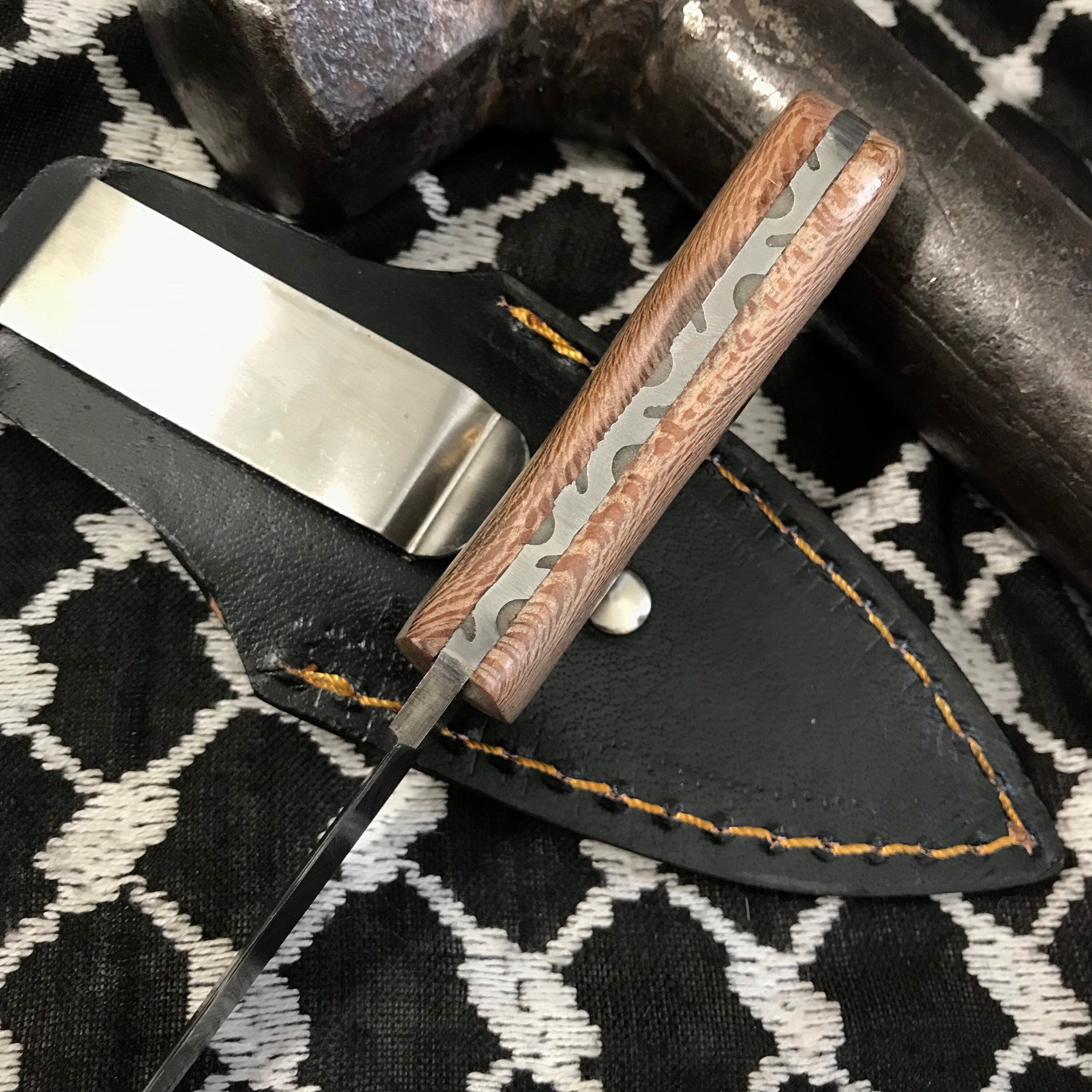 6’ Custom Made Damascus Boot Knife Clip With Exotic Himalayan Chinar ...