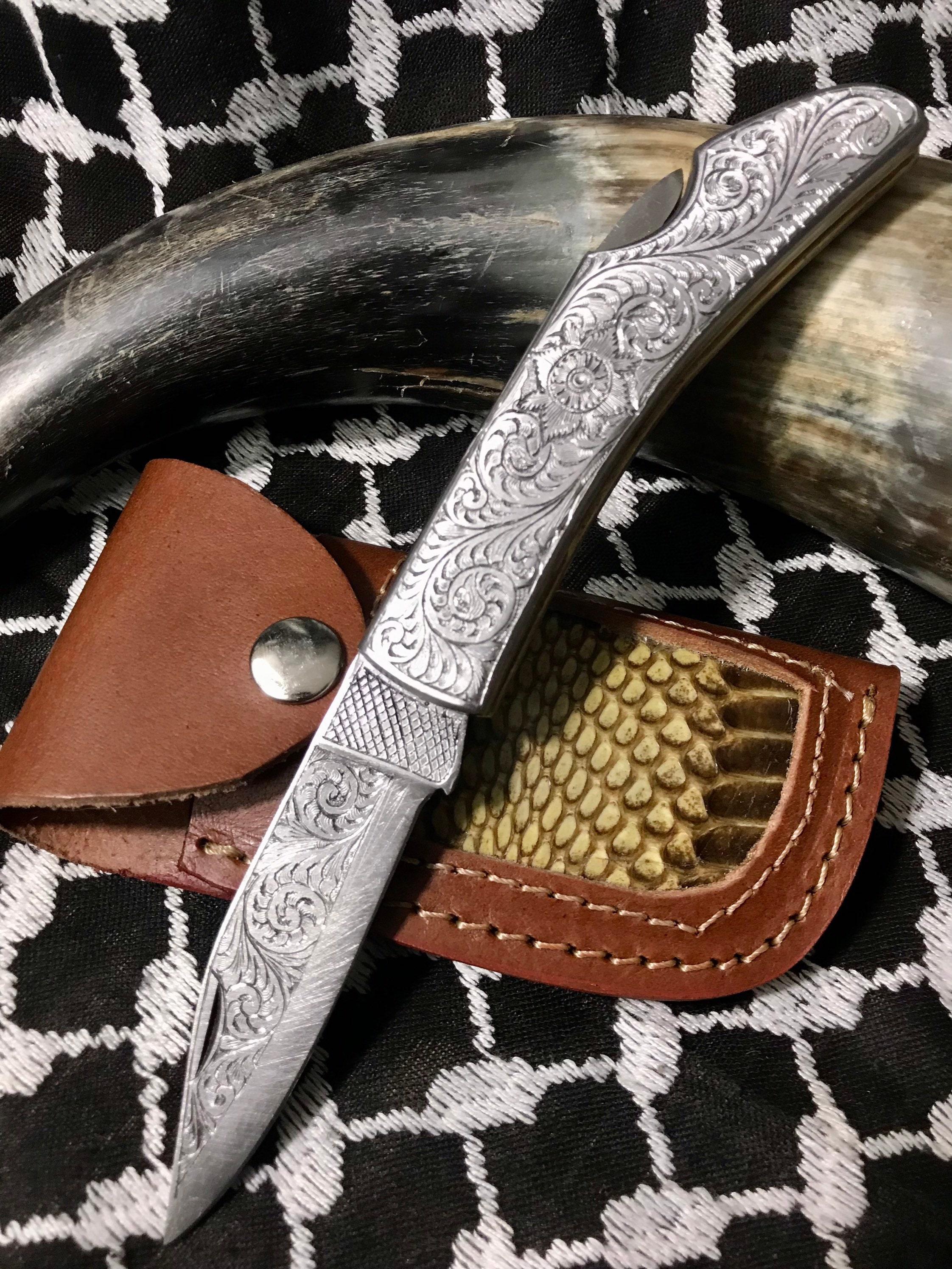 Custom Made D2 Tool Steel Folding Knife Hand Engraved Handle | Etsy