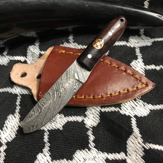 Custom Made 3.75 Inch Mini Damascus Dagger Knife With a Walnut | Etsy