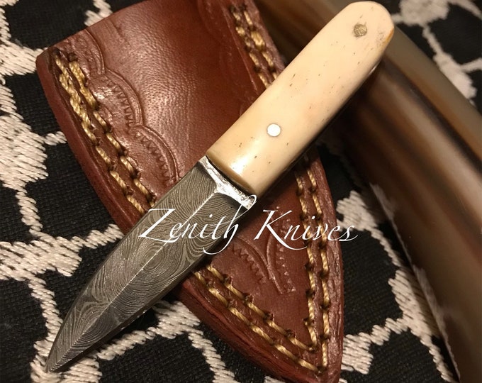 Custom Made 4 Inch Mini Damascus Dagger Knife With a Bone Handle ...