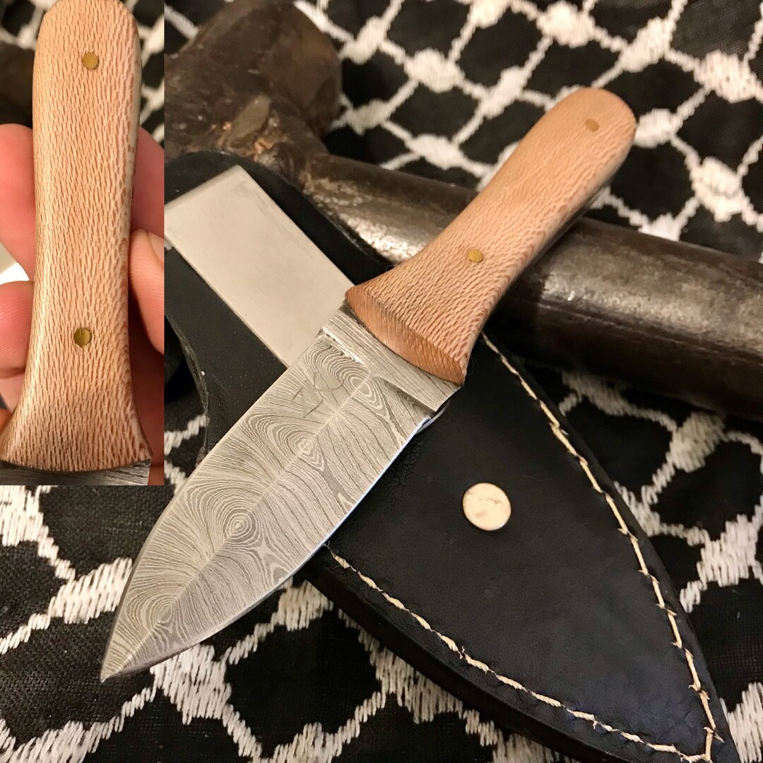 6’ Custom Made Damascus Boot Knife Clip With Exotic Himalayan Chinar ...