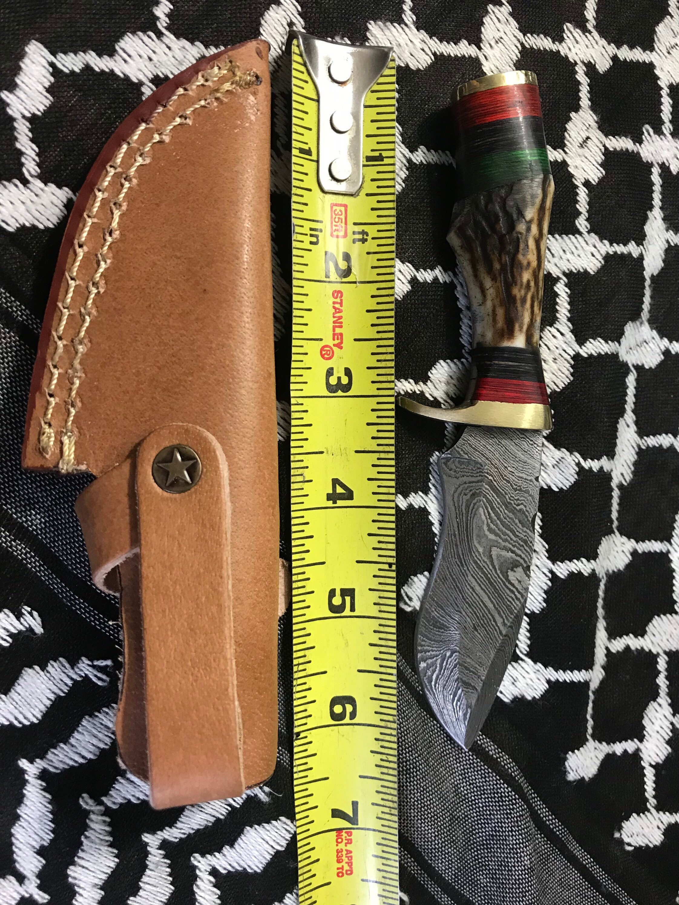 Custom Made 6 INCH Damascus Knife With Stag Antler Handle | Etsy