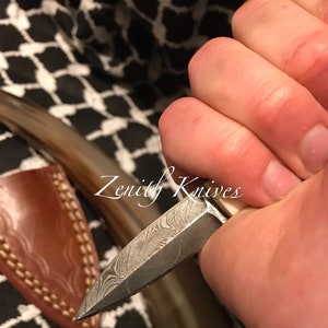Custom Made 4 Inch Mini Damascus Dagger Knife With a Bone Handle ...