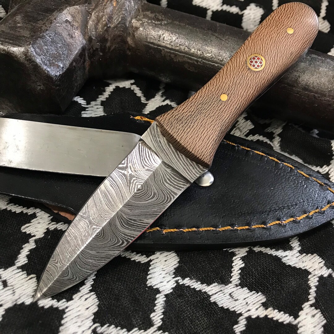 6’ Custom Made Damascus Boot Knife Clip With Exotic Himalayan Chinar ...