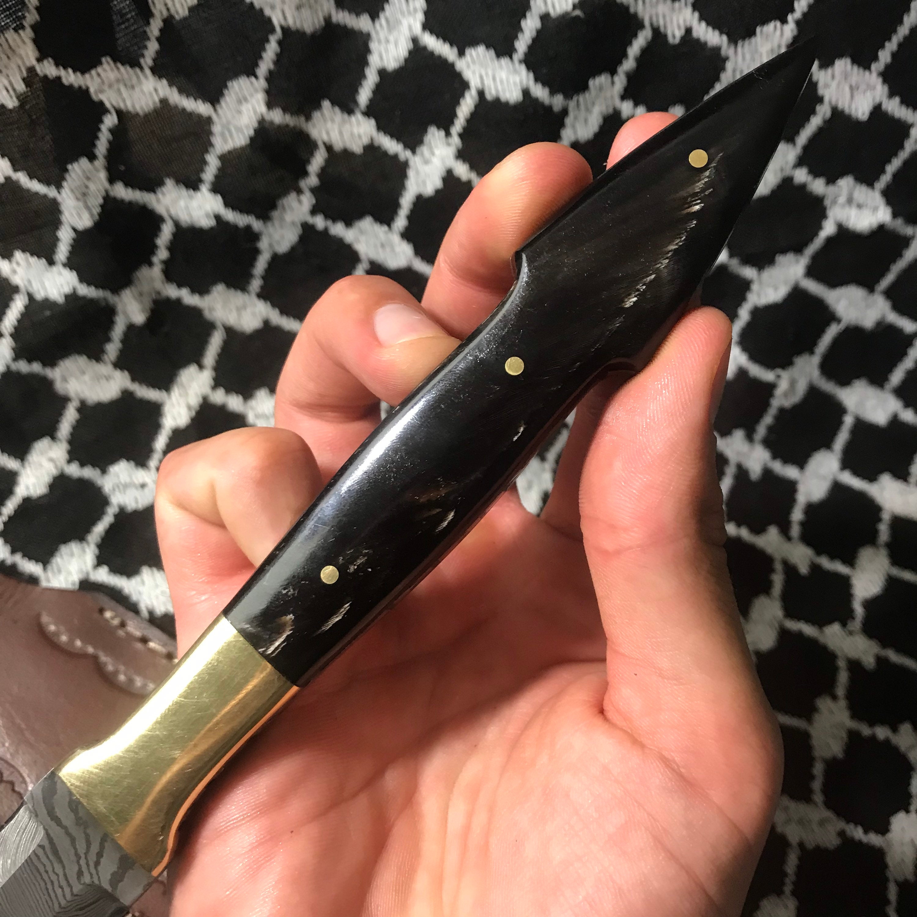 Personalized 12 Inch Damascus Dagger With Black Bull Horn & - Etsy