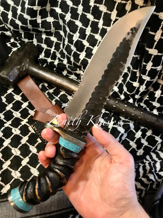 Personalized 13 Inch Carbon Bowie Knife With a Turquoise & - Etsy