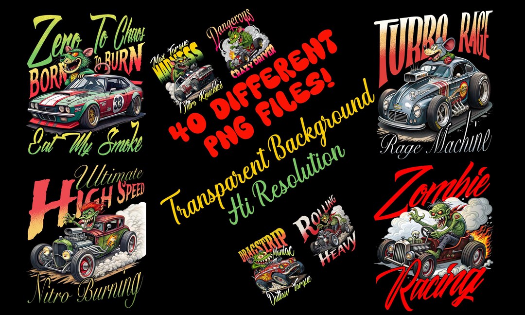 Maniac Racing, Rat Fink Style: 40 High-resolution Designs, PNG (digital ...