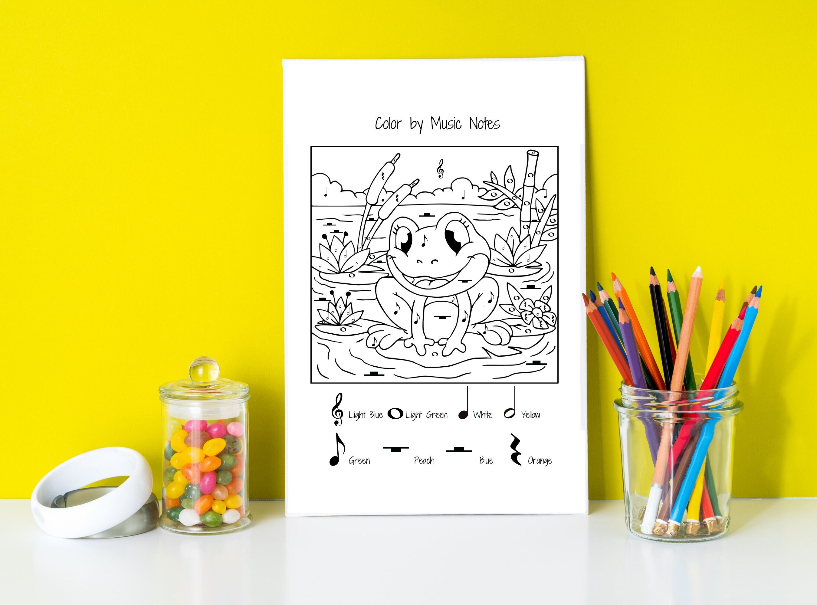 Fine Arts Music Coloring Page, Learn Music Notes, Music Note Poster ...