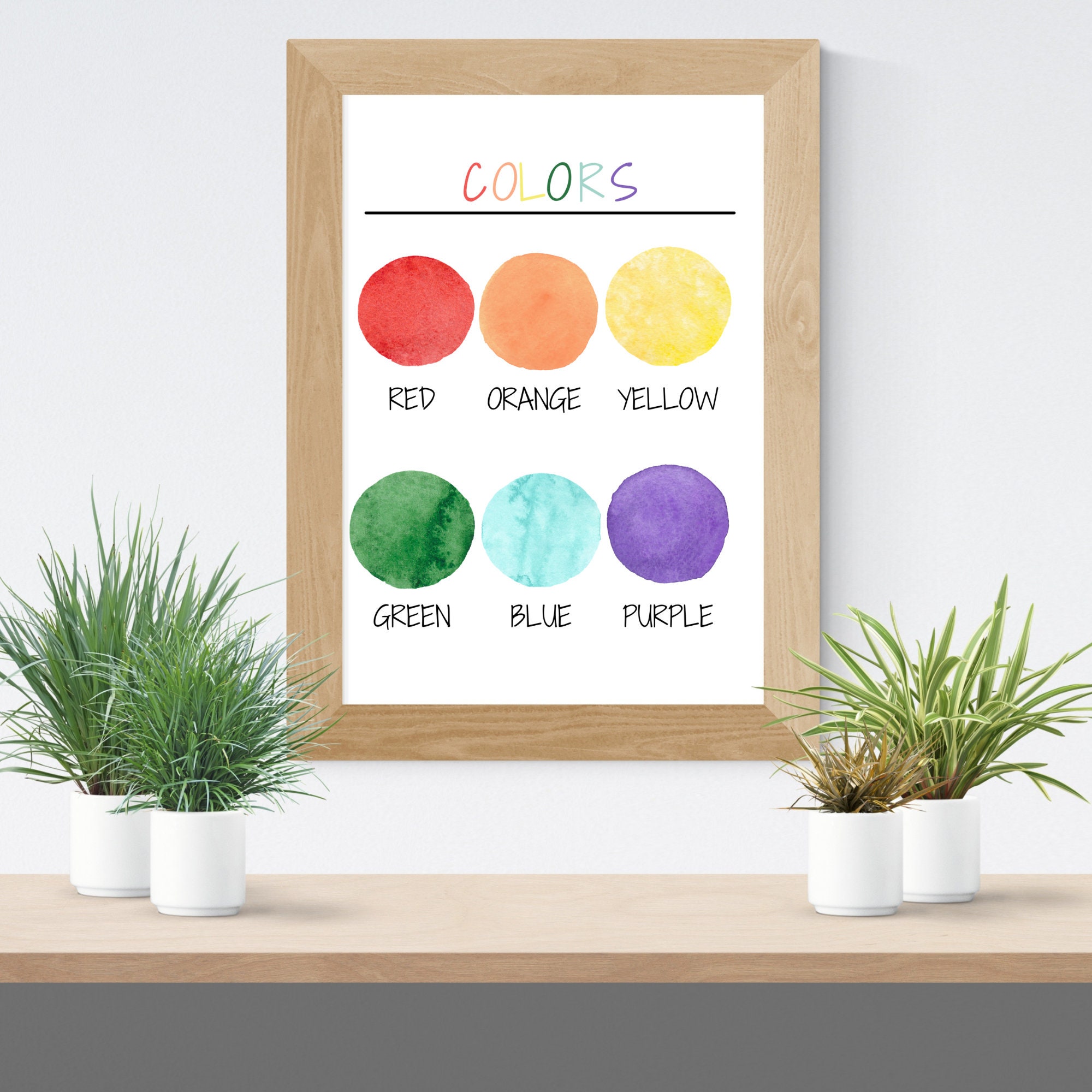 Color Poster, Preschool Alphabet, Numbers 1-10, Watercolor, Educational ...