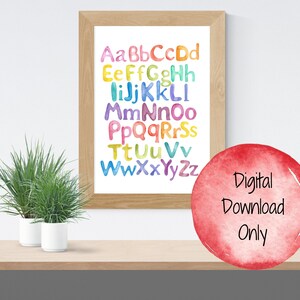 Educational Watercolor Print Set of 6, Alphabet, Colors, Learning Home ...