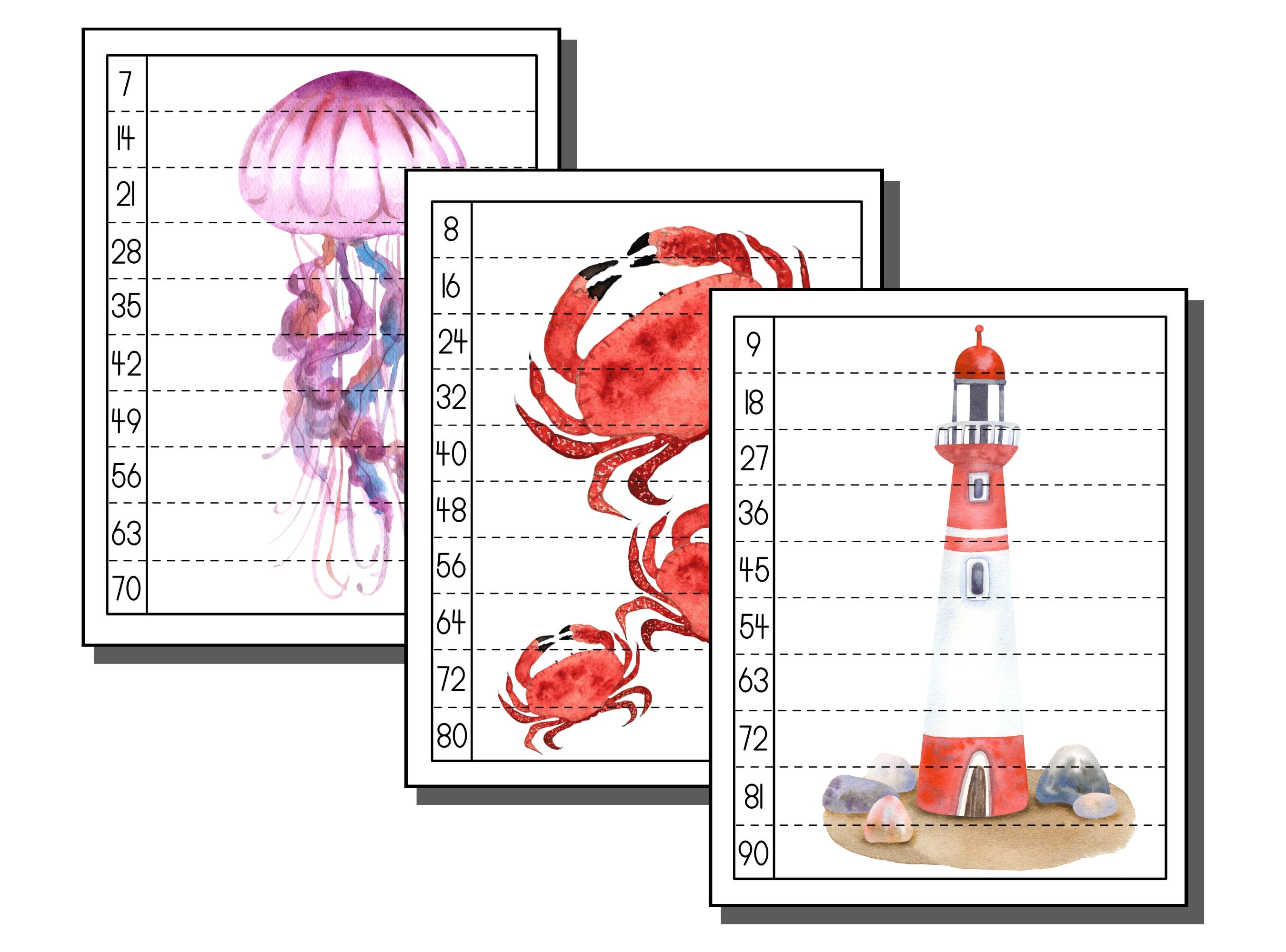 Skip Counting Ocean Puzzles, Montessori Toy, CC Skip Count Activity ...
