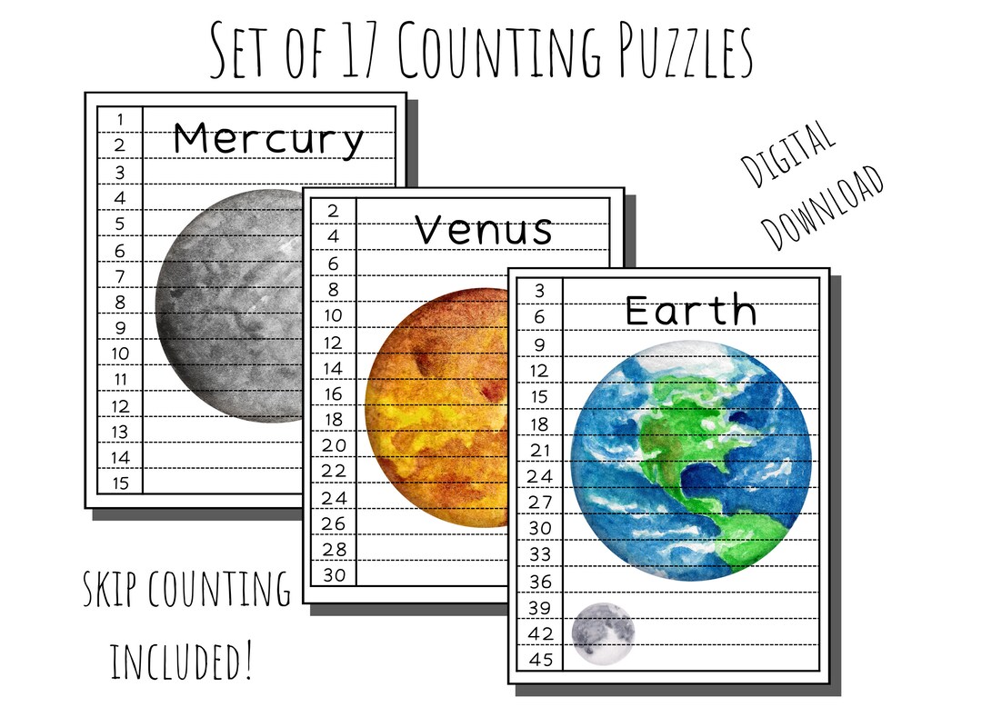Outer Space Skip Count Puzzle, Skip Count 1-15, Squares & Cubes, Skip ...