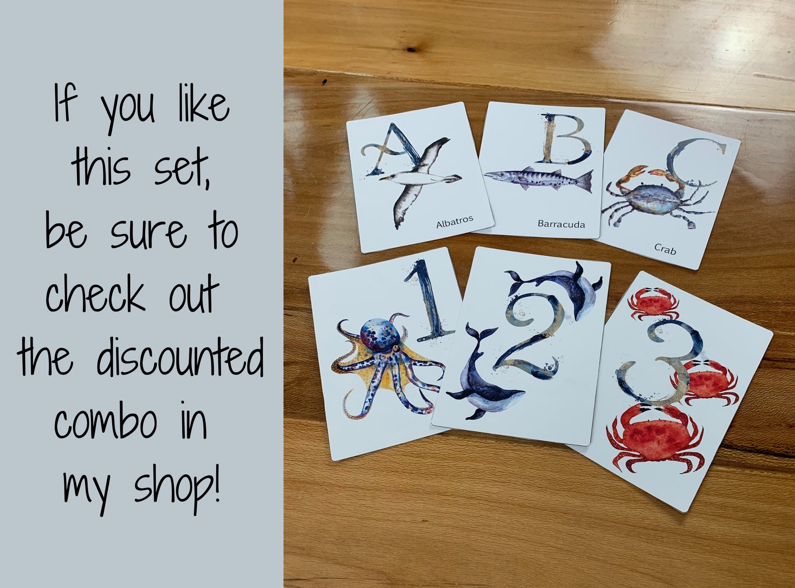 Ocean Animals Number Flash Cards 1-12 Preschool Flash Cards | Etsy